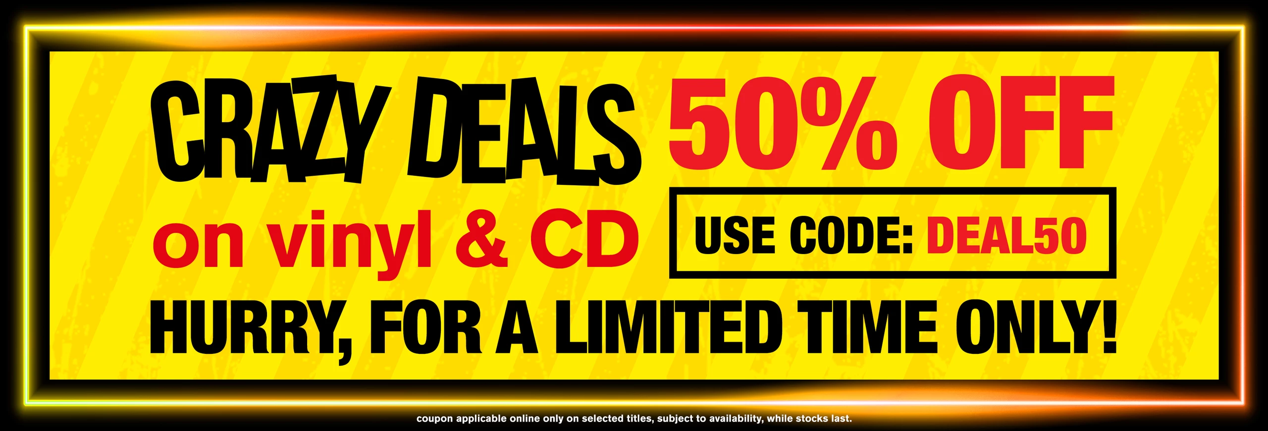 Vinyl & CD Crazy Deals 50% off with code free click and collect ...